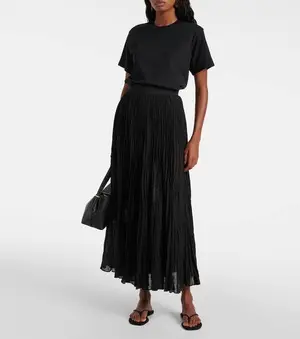 TOTEME Plisse Cotton-blend Maxi Skirt - Black
