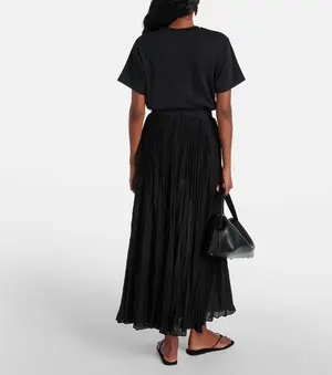 TOTEME Plisse Cotton-blend Maxi Skirt - Black