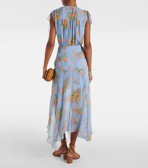 Veronica Beard Dovima Floral Silk Maxi Dress - Blue