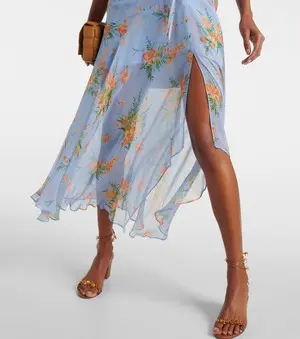 Veronica Beard Dovima Floral Silk Maxi Dress - Blue