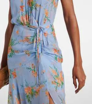 Veronica Beard Dovima Floral Silk Maxi Dress - Blue
