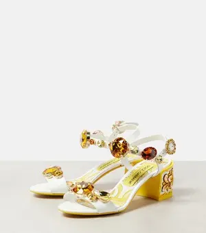 Dolce & Gabbana Keira Embellished Patent Leather Sandals