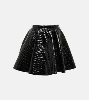 Alaïa Pleated Croc-effect Miniskirt