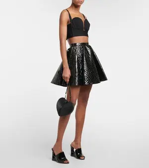Alaïa Pleated Croc-effect Miniskirt