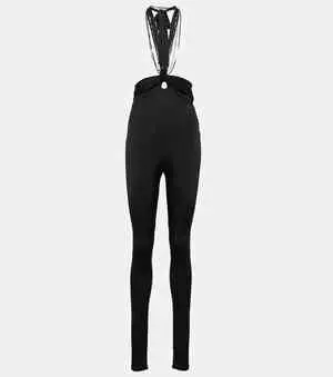 Attico Ruby Halterneck High-rise Slim Pants - Black