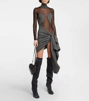 Alaïa Mesh And Wool Draped Minidress