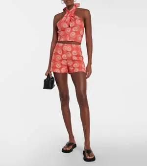 Staud Kai Printed Halterneck Crop Top - Multicoloured
