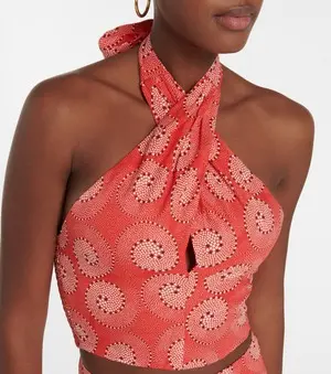 Staud Kai Printed Halterneck Crop Top - Multicoloured