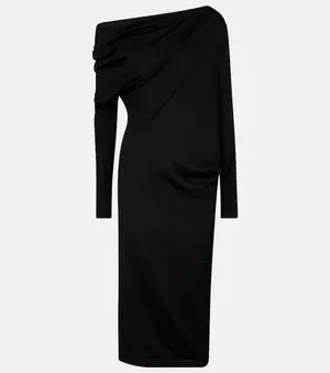 TOM FORD Cashmere And Silk Off-shoulder Midi Dress