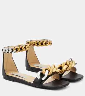 Stella McCartney Falabella Embellished Flat Sandals - Black