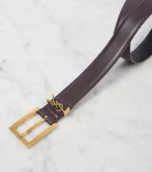 Saint Laurent Cassandre 30mm Leather Belt - Brown