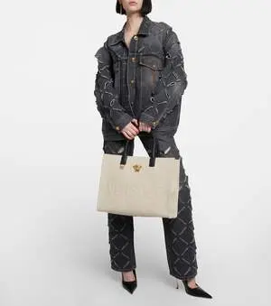 Versace La Medusa Canvas Tote - Beige