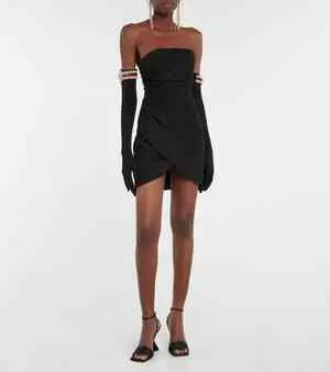 David Koma Moire Minidress And Embellished Gloves