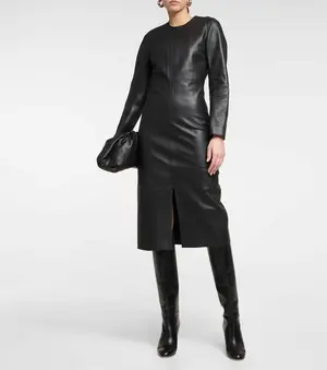 TOTEME Paneled Leather Midi Dress