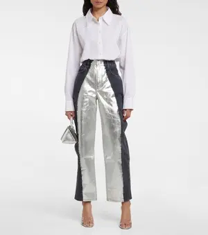 FRAME Pieced Mid-rise Straight Jeans