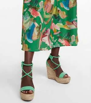 CHRISTIAN LOUBOUTIN Chocazeppa 120 Embellished Wedge Sandals - Green