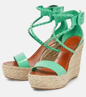CHRISTIAN LOUBOUTIN Chocazeppa 120 Embellished Wedge Sandals - Green
