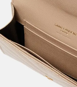 Saint Laurent Monogram Small Leather Wallet - Beige