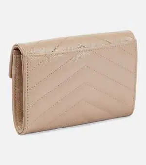 Saint Laurent Monogram Small Leather Wallet - Beige