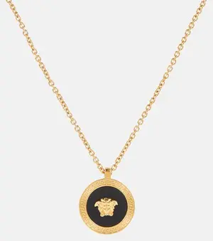 Versace Medusa Enamel Pendant Necklace - Black