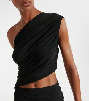 Alaïa Cutout Ruched Jersey Midi Dress