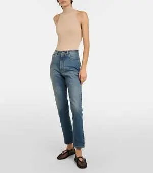 Alaïa Halterneck Jersey Bodysuit - Beige