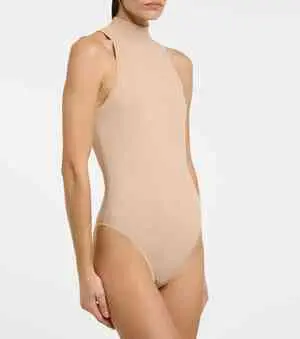 Alaïa Halterneck Jersey Bodysuit - Beige