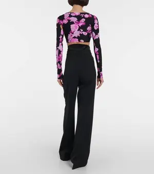 Coperni Floral Cropped Twisted Jersey Top