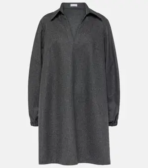 Brunello Cucinelli Balloon Sleeve V-neck Dress