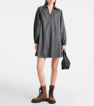 Brunello Cucinelli Balloon Sleeve V-neck Dress