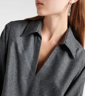 Brunello Cucinelli Balloon Sleeve V-neck Dress