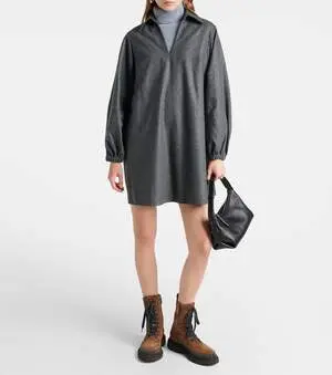 Brunello Cucinelli Balloon Sleeve V-neck Dress
