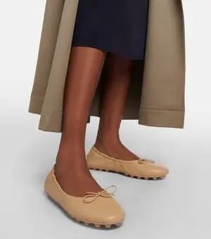 TOD'S Bubble Leather Ballet Flats - Beige