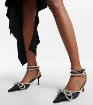 Mach & Mach Double Bow 65 Embellished Satin Pumps