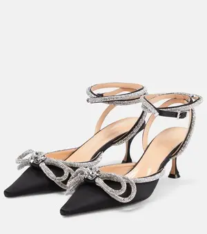 Mach & Mach Double Bow 65 Embellished Satin Pumps