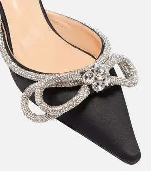 Mach & Mach Double Bow 65 Embellished Satin Pumps