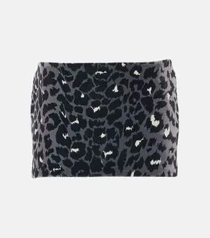 Alex Perry Leopard-print Velvet Miniskirt