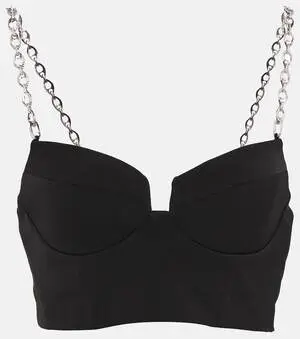 Simkhai Trina Embellished Crop Top - Black