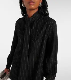 Alex Perry Pinstripe Tie-neck Shirt