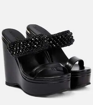 JIMMY CHOO Amoure Wedge 130 Leather Sandals