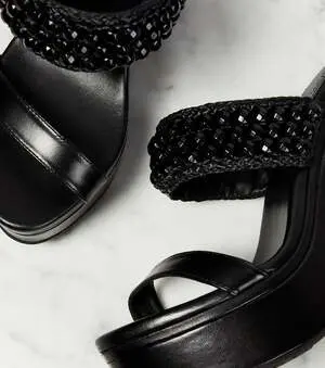 JIMMY CHOO Amoure Wedge 130 Leather Sandals
