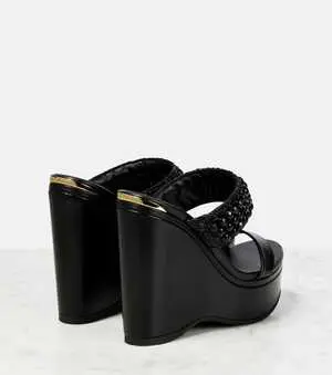 JIMMY CHOO Amoure Wedge 130 Leather Sandals