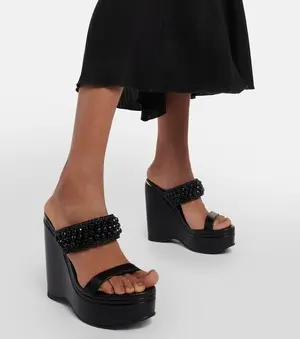 JIMMY CHOO Amoure Wedge 130 Leather Sandals