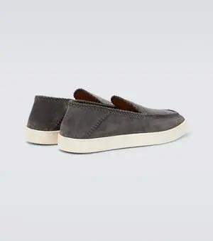 Giorgio Armani Galleria 3 Suede Slip-on Shoes - Grey