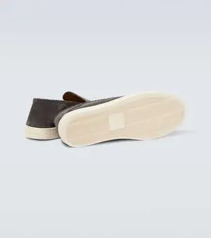Giorgio Armani Galleria 3 Suede Slip-on Shoes - Grey
