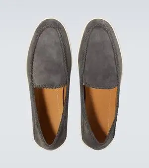 Giorgio Armani Galleria 3 Suede Slip-on Shoes - Grey