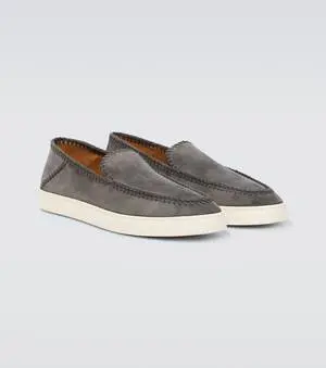 Giorgio Armani Galleria 3 Suede Slip-on Shoes - Grey