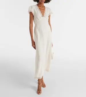 Rixo Clarice Lace-trimmed Midi Dress - White