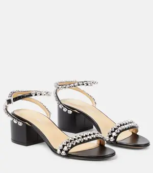 Mach & Mach Audrey Crystal-embellished Leather Sandals - Black