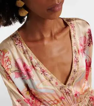 Camilla Embellished Floral Silk Kaftan